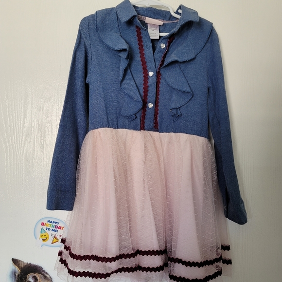 Little Lass | Dresses | Little Lass Girls Sz 6x Denim Dress Long Sleeve ...